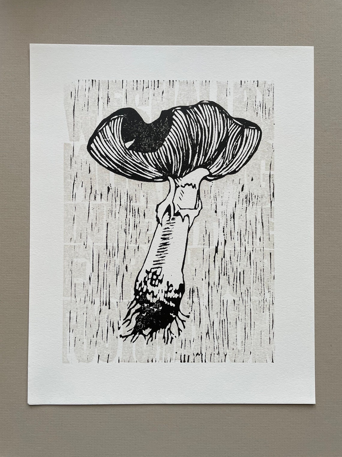 Mushroom Woodblock Print: Sylvia Plath Poem Inspired Art - Etsy