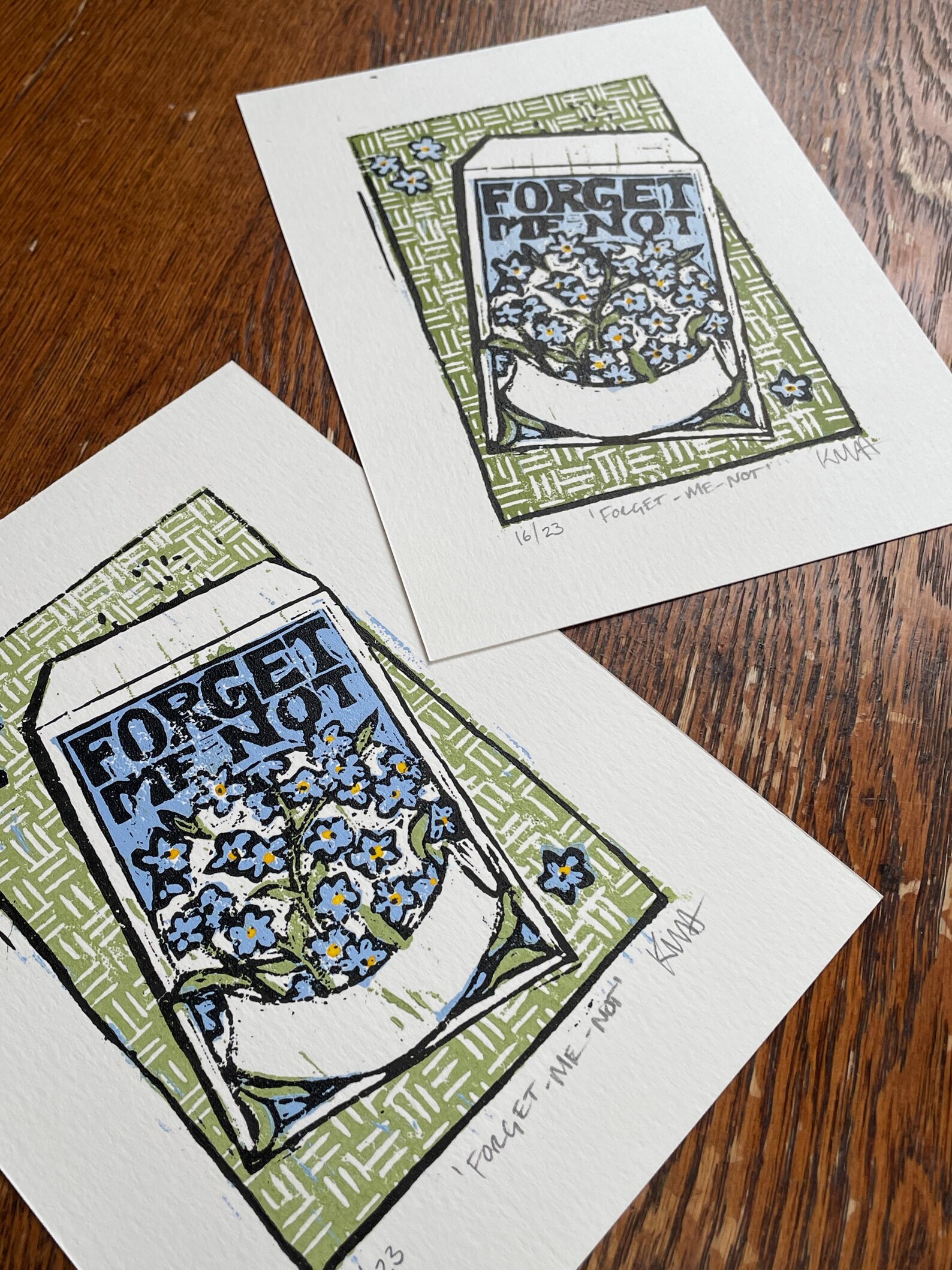 Forget Me Not Seed Packet Wood Block Print:limited Edition Hand Carved ...