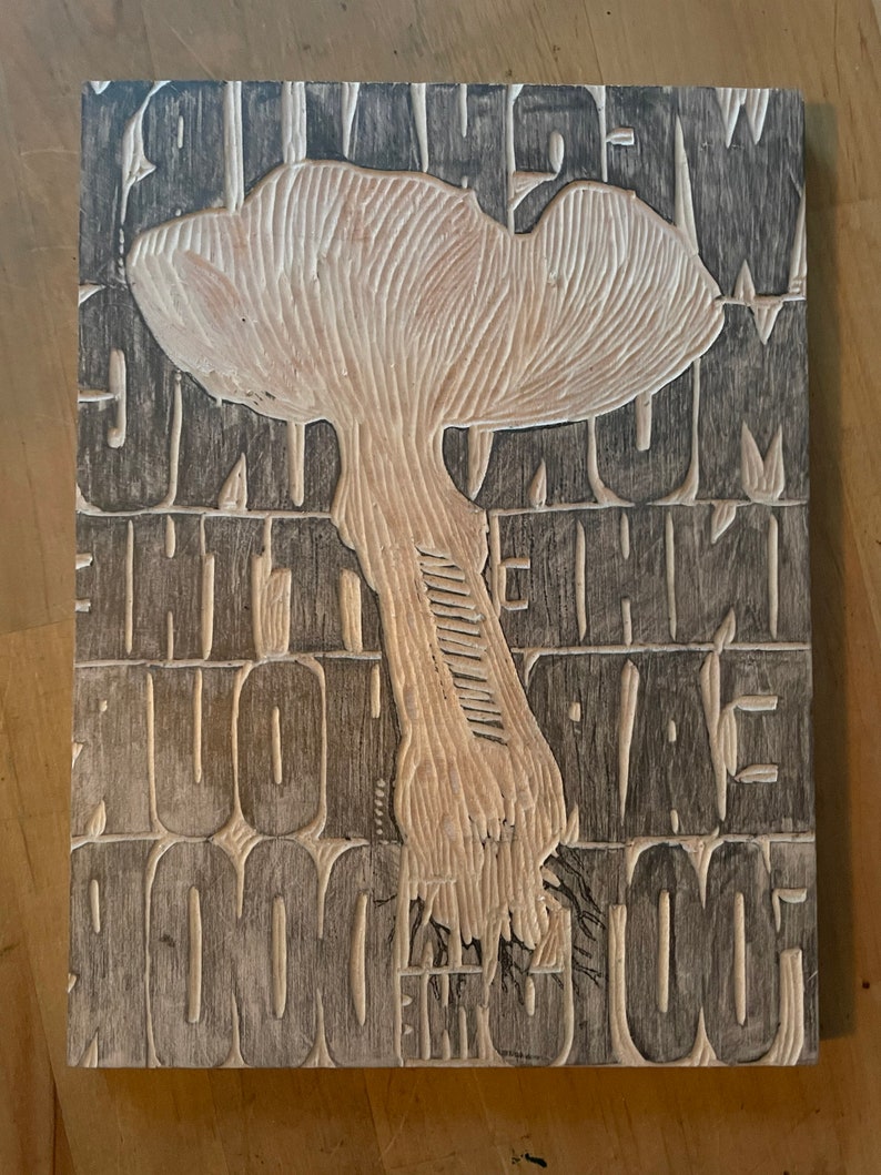 Mushroom Woodblock Print: Sylvia Plath Poem Inspired Art - Etsy