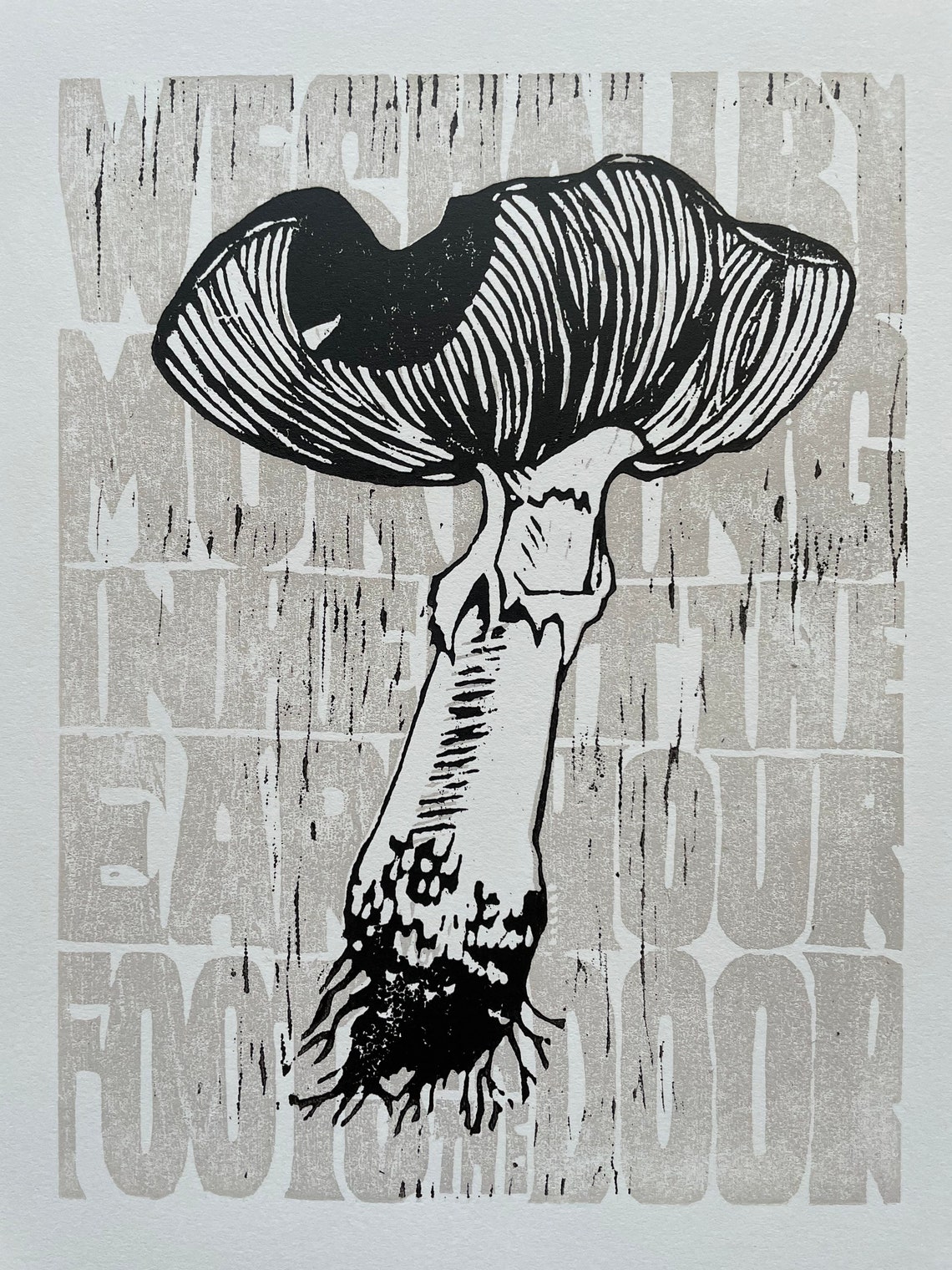 Mushroom Woodblock Print: Sylvia Plath Poem Inspired Art - Etsy