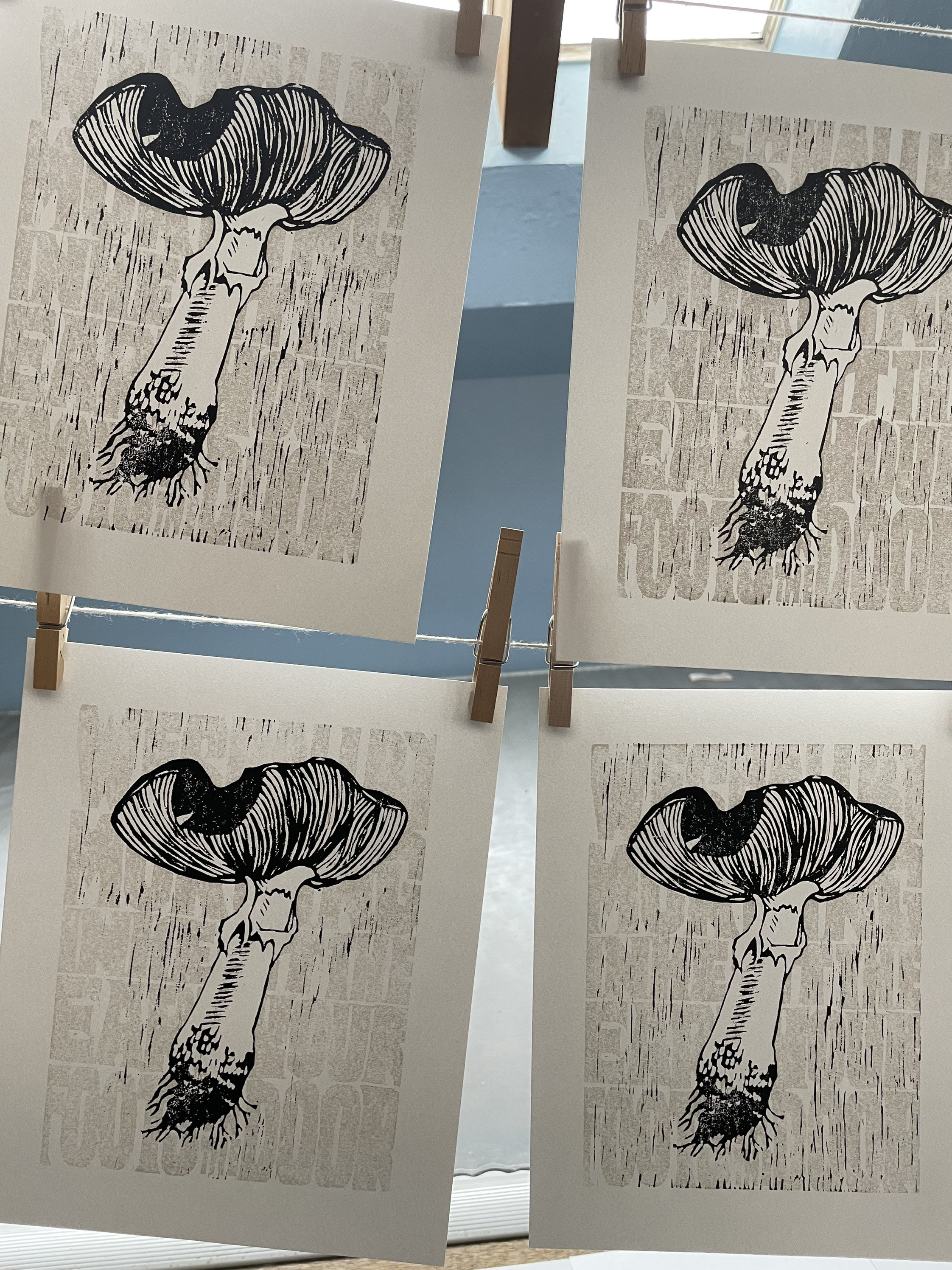 Mushroom Woodblock Print: Sylvia Plath Poem Inspired Art - Etsy
