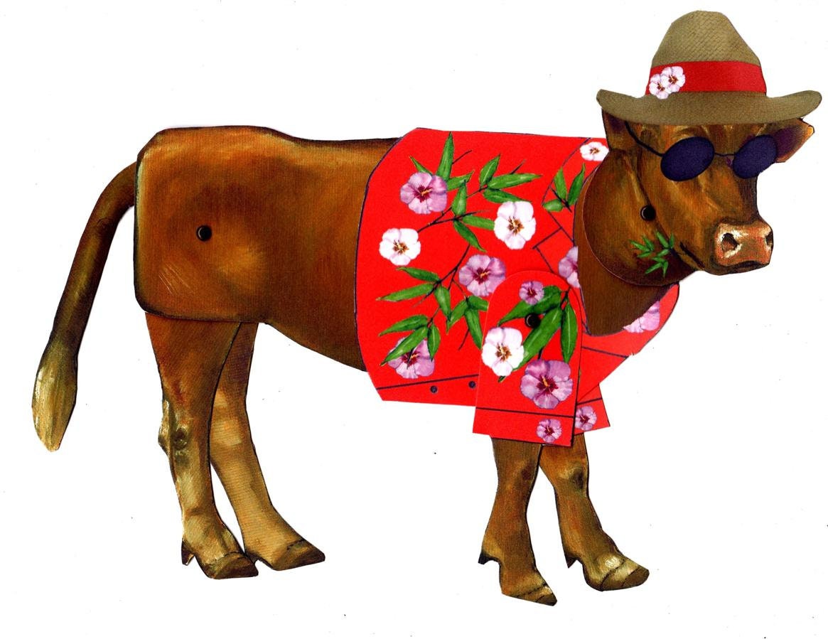 DIY Paper Dolls, Hawaiian Cow Jointed Paper Dolls, Cow Paper Dolls ...