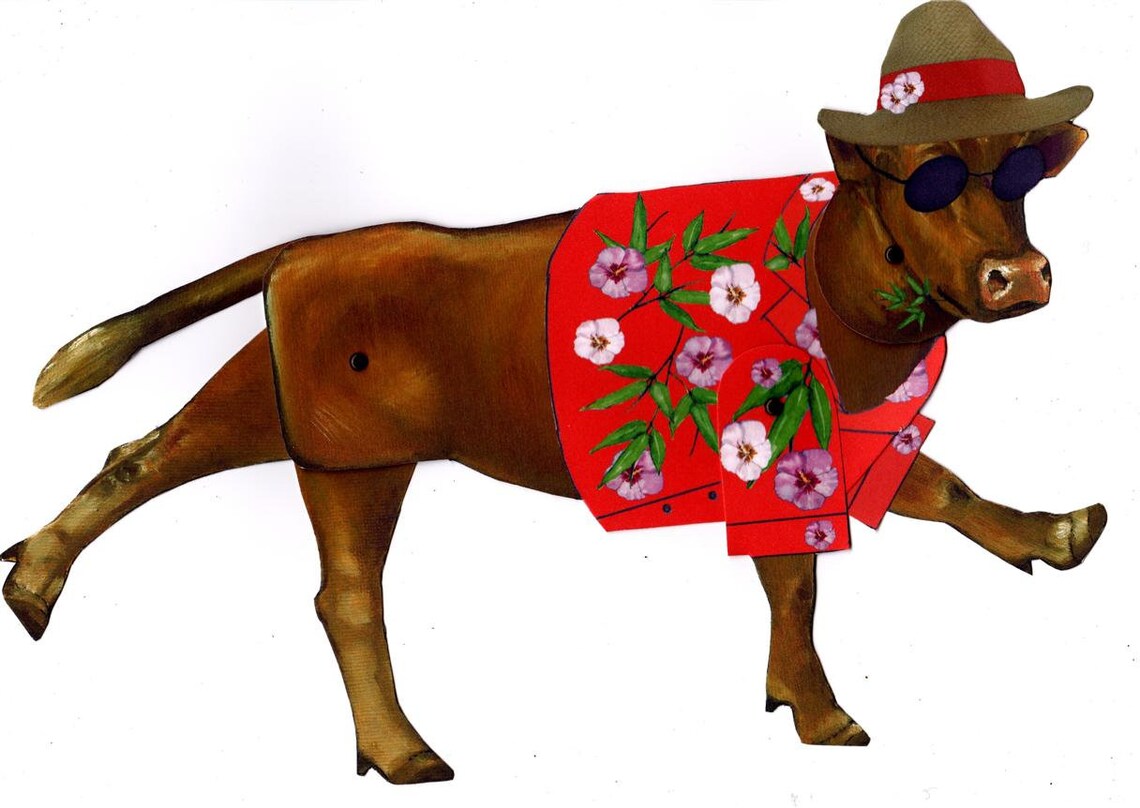 DIY Paper Dolls Hawaiian Cow Jointed Paper Dolls Cow Paper - Etsy