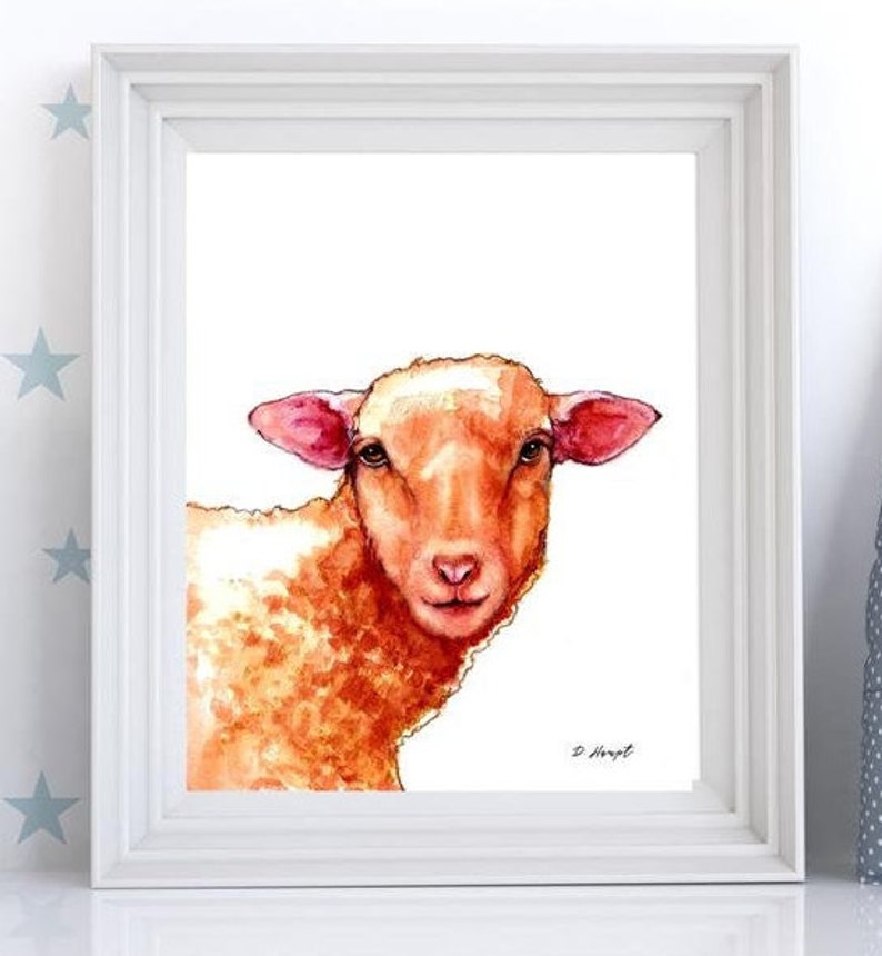 Lamb Art Print, Nursery Decor, Nursery Art, Lamb Art, Baby Animal Print ...