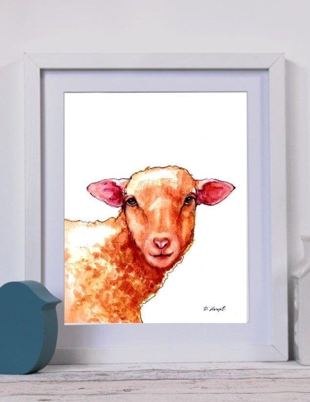 Lamb Art Print, Nursery Decor, Nursery Art, Lamb Art, Baby Animal Print ...