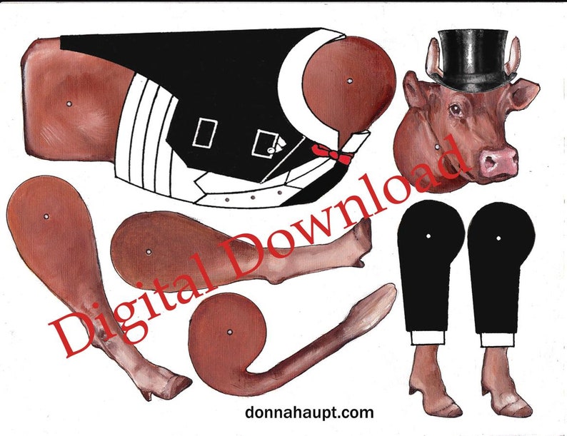 DIY Paper Dolls, Cow Jointed Paper Dolls, Cow Paper Dolls, Bookmarks ...