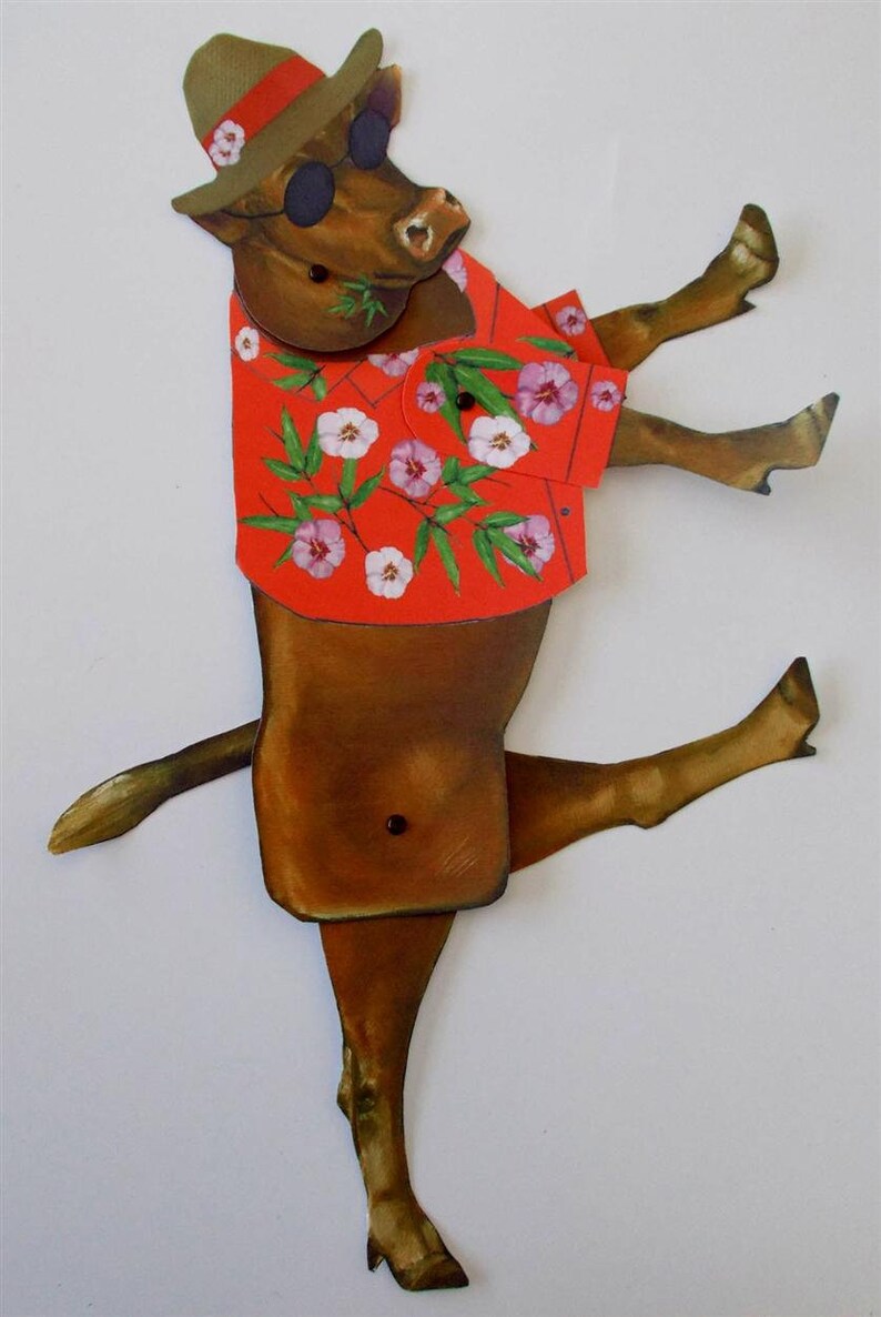 DIY Paper Dolls, Hawaiian Cow Jointed Paper Dolls, Cow Paper Dolls ...