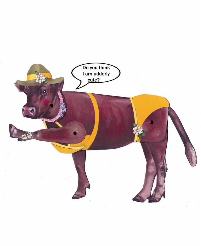 DIY Paper Dolls, Articulated Paper Dolls, Jointed Paper Dolls, Cow ...