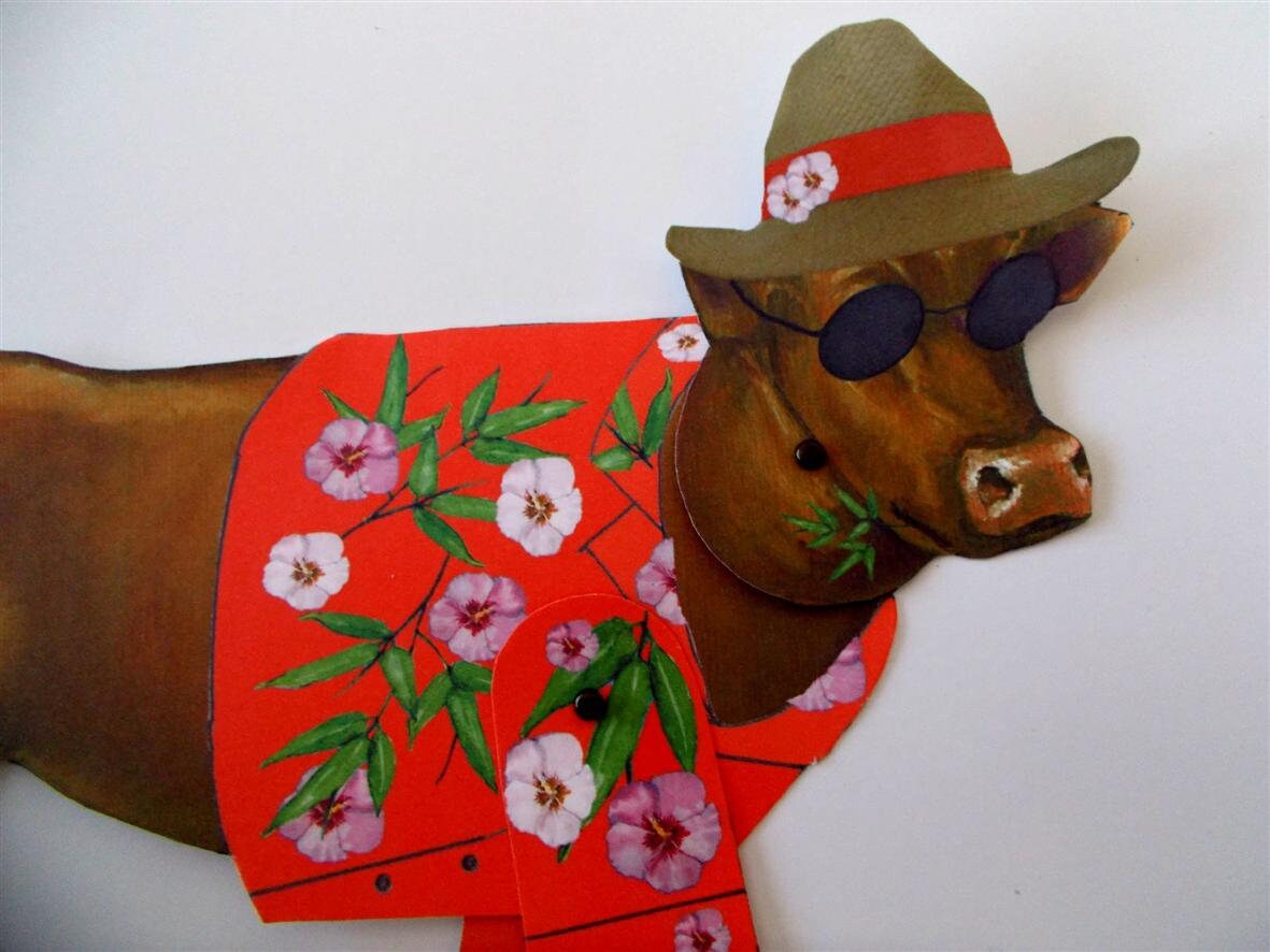 DIY Paper Dolls, Hawaiian Cow Jointed Paper Dolls, Cow Paper Dolls ...