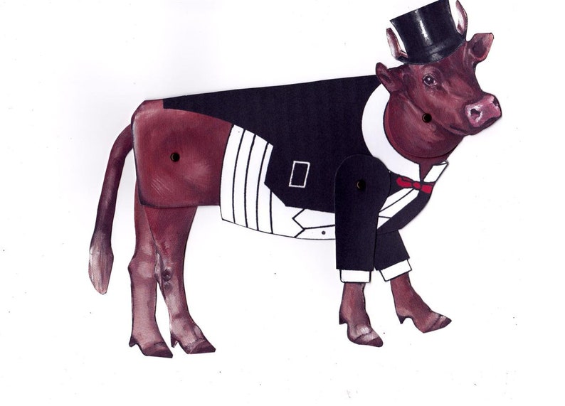 DIY Paper Dolls, Cow Jointed Paper Dolls, Cow Paper Dolls, Bookmarks ...