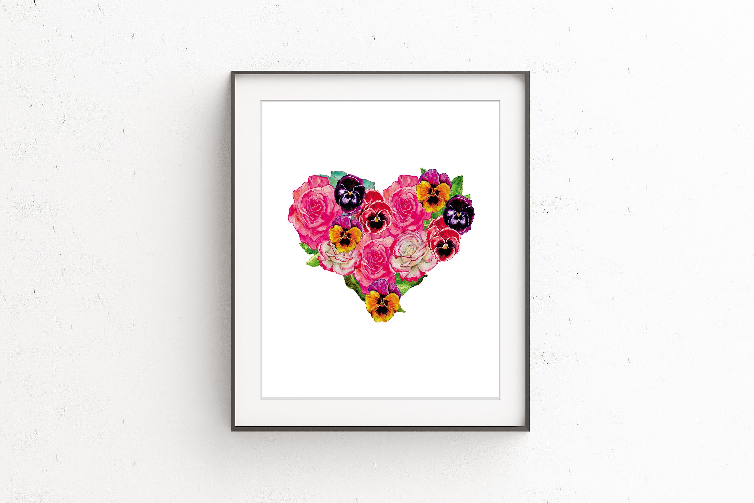 Floral Print, Heart, Rose, Printable Art, Instant Download, Flowers ...