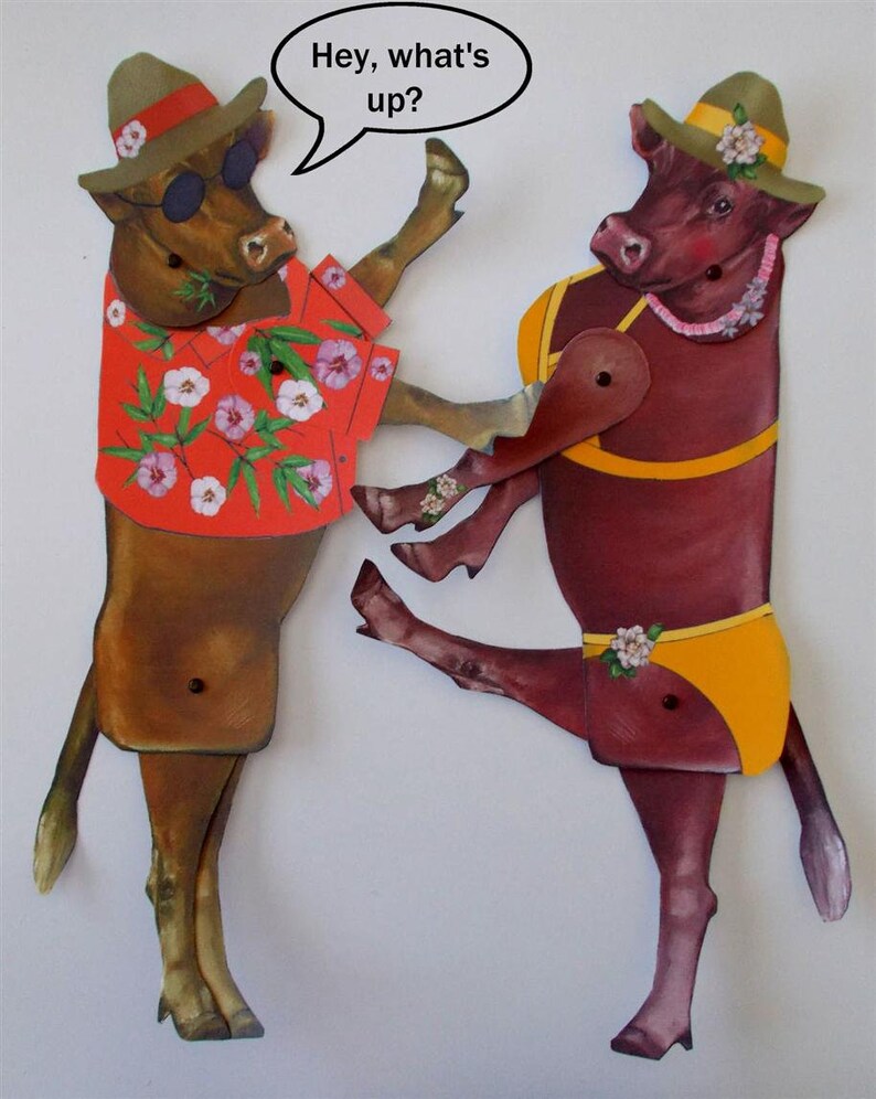DIY Paper Dolls, Hawaiian Cow Jointed Paper Dolls, Cow Paper Dolls ...