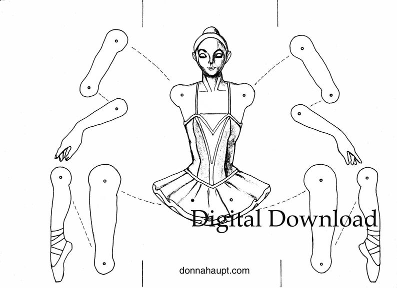 Ballerina, Ballerina Paper Doll, Paper Doll, Jointed Dolls, Dance Gifts ...