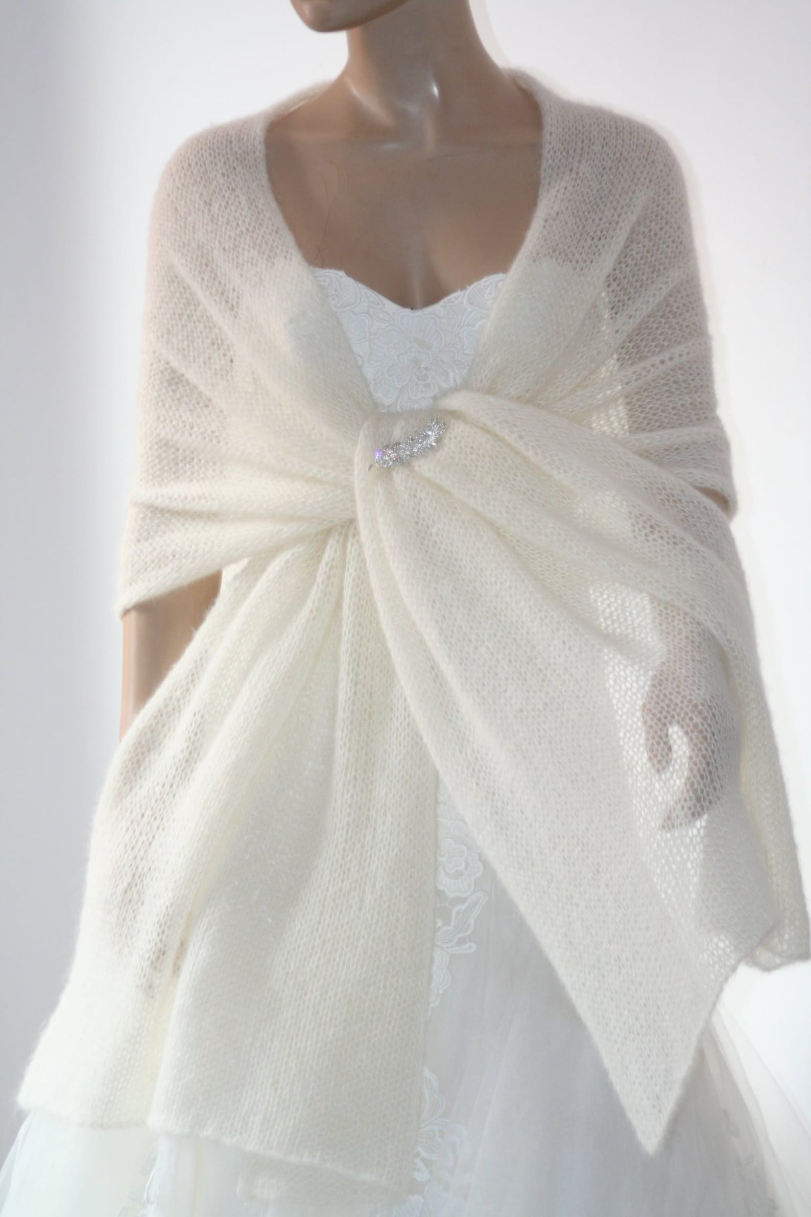 Ivory Shawl Knitted Shawl Wedding Ivory Shawl Bridal Wrap | Etsy