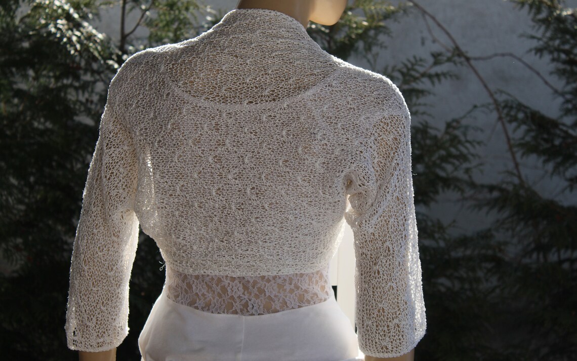 Silver Shrug Silver Bolero Knitted Shrug Cotton Shrug - Etsy