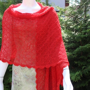 Red Scarf, Knitted Shawl, Bridal Shawl, White Shawl, Bridal Wrap ...