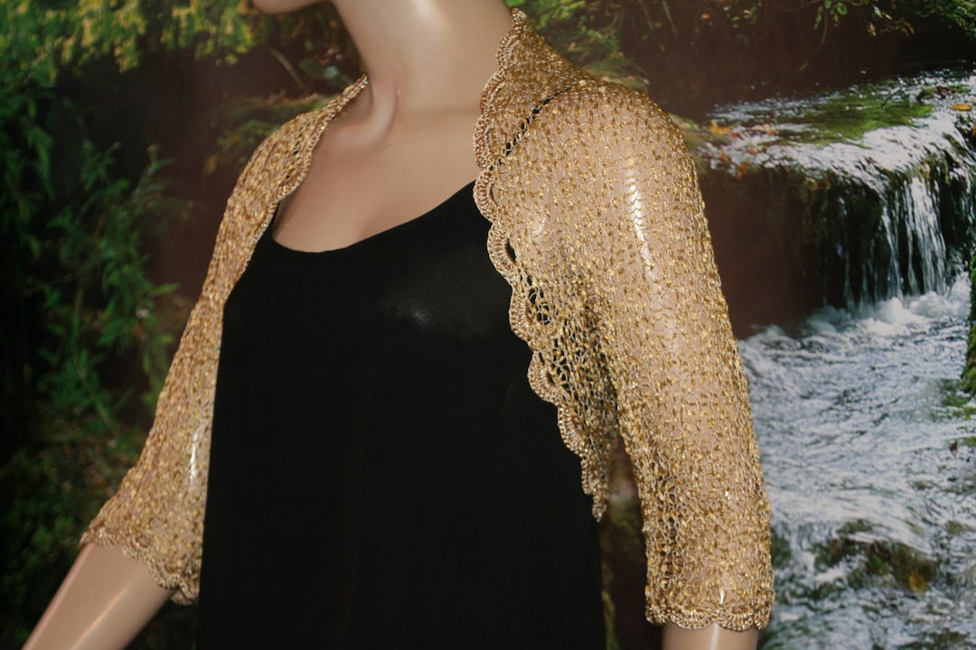 Gold Shrug, Wedding Shrug, Gold Bolero, Bridal Shoulders Cover ...