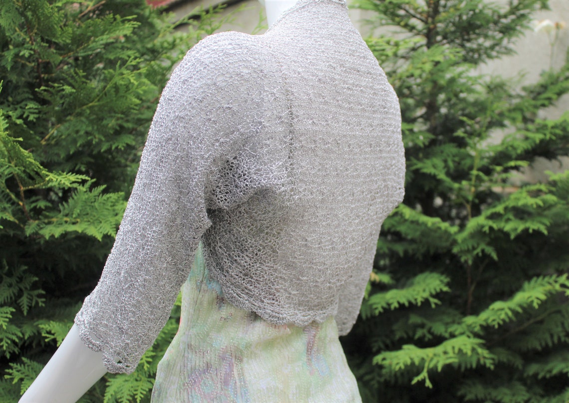 Silver Shrug Silver Bolero Knitted Shrug Cotton Shrug | Etsy