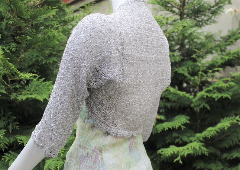 Silver Shrug Silver Bolero Knitted Shrug Cotton Shrug | Etsy