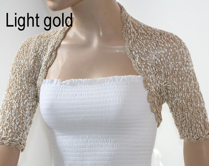 Gold Shrug, Wedding Shrug, Gold Bolero, Bridal Shoulders Cover ...
