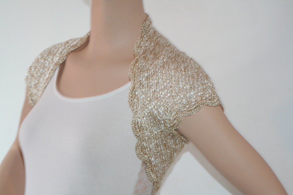 Gold Shrug, Wedding Shrug, Gold Bolero, Bridal Shoulders Cover ...
