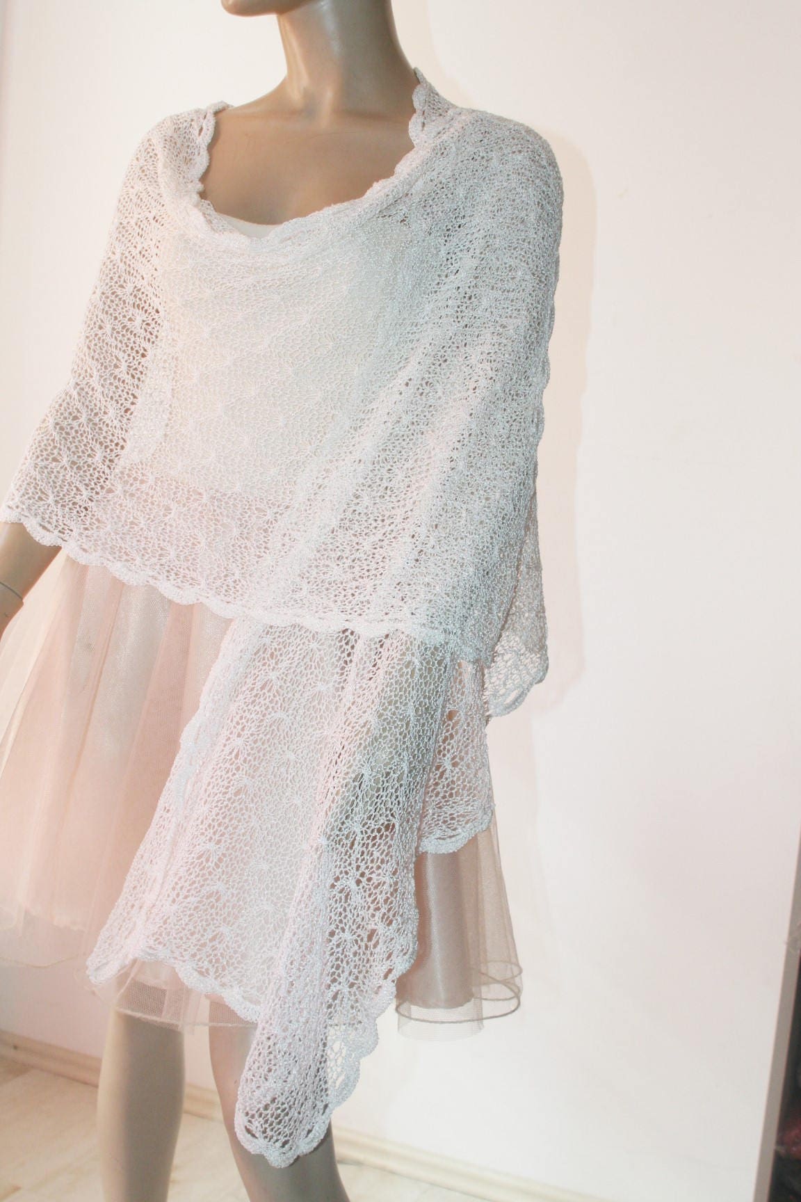 White Shawl Knit Shawl Bridal ShawlWhite Wrap White scarf | Etsy