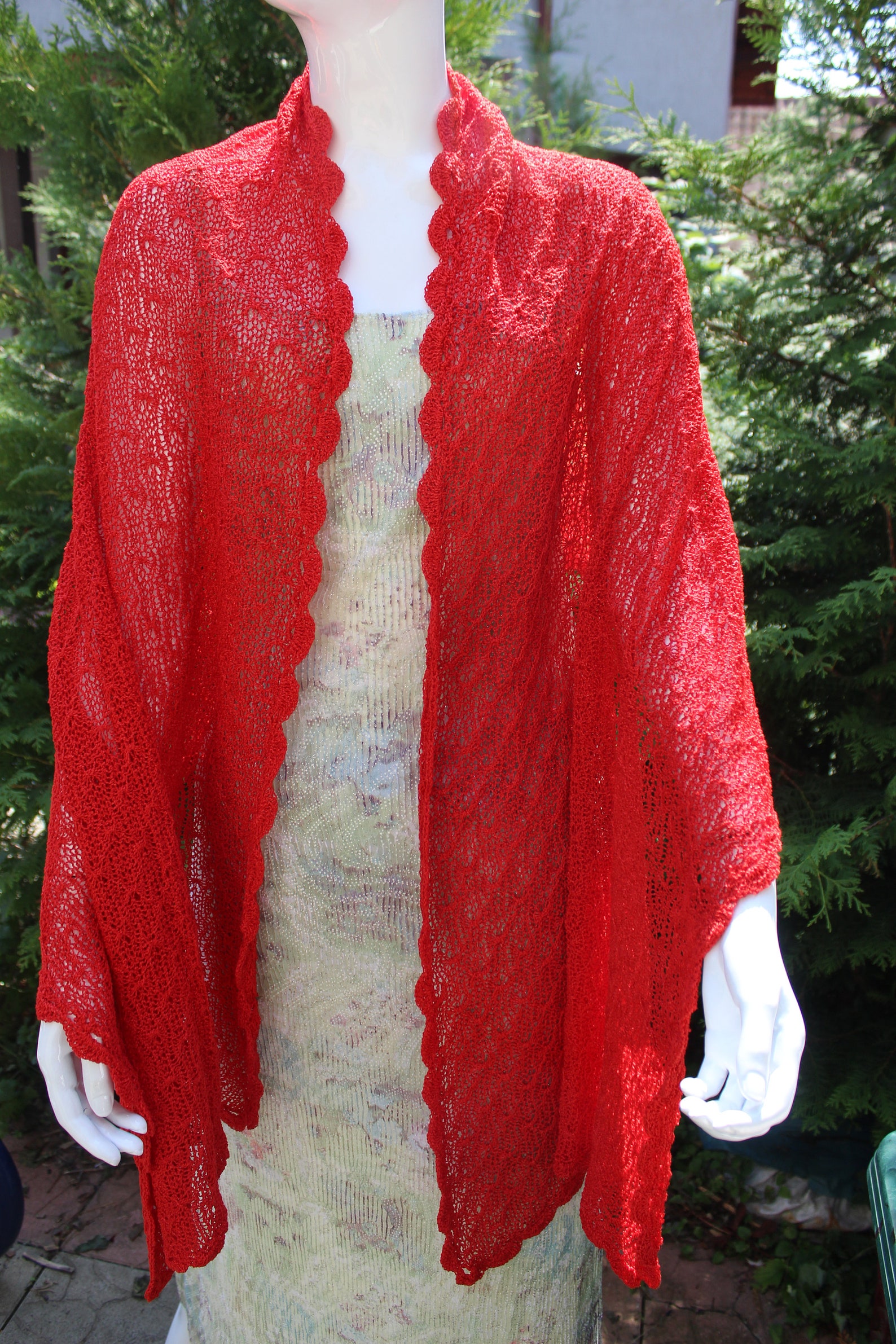 Red Scarf Knitted Shawl Bridal Shawl White Shawl Bridal - Etsy