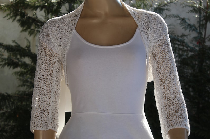 Silver Shrug Silver Bolero Knitted Shrug Cotton Shrug - Etsy