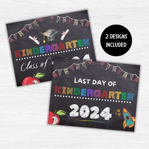 Last Day of Kindergarten Graduation Sign, Last Day of School Sign ...