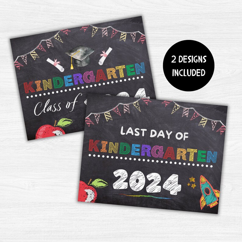 Last Day of Kindergarten Graduation Sign, Last Day of School Sign ...