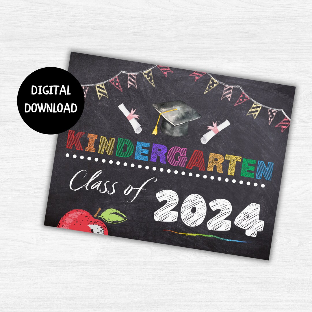 Kindergarten Graduation Sign, Last Day of School Sign, Colorful Grad ...