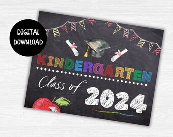 Last Day of Kindergarten Graduation Sign, Last Day of School Sign ...