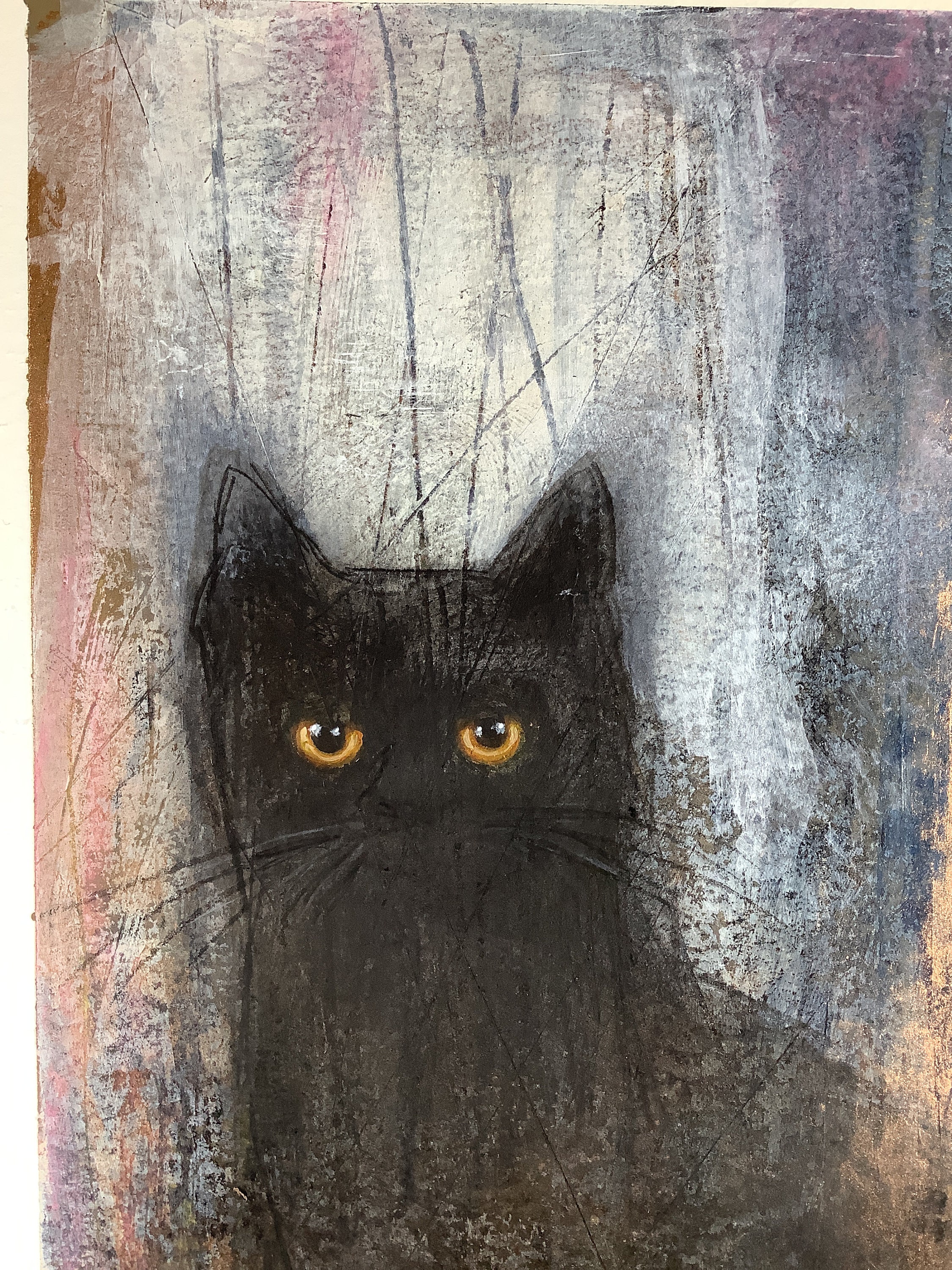 Abstract Black Cat Art