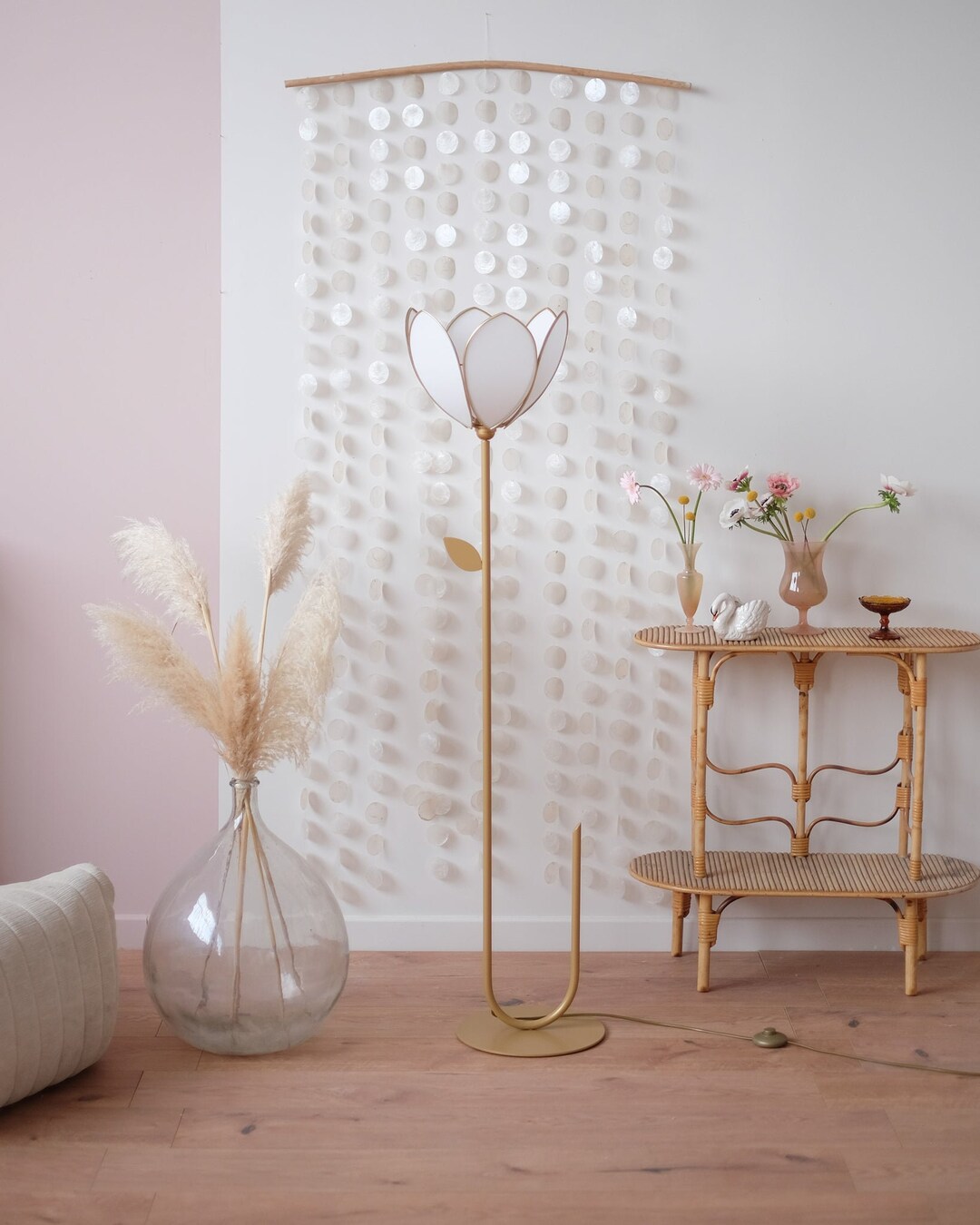 Simple Flower Floor Lamp and Lampshade Ecru - Etsy UK