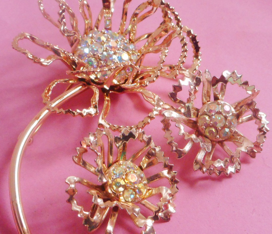 Glam Sarah Coventry ALLUSION Jewellery Set Glitzy Floral AB Rhinestone ...