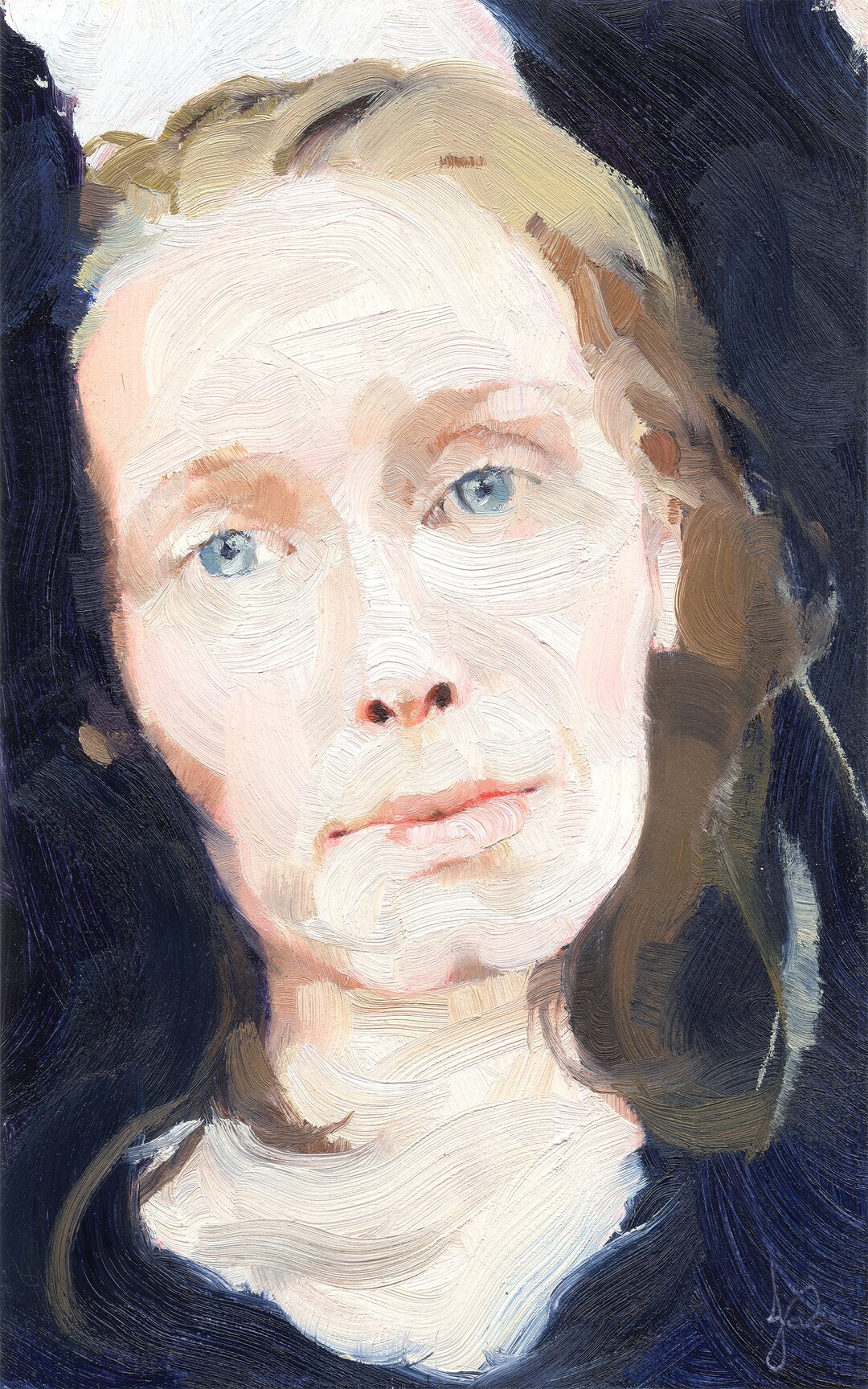 Ennui' Portrait of Blue Eyed Woman Impasto Textural Brushstrokes Oil ...
