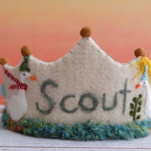 Personalized Goose-themed Felt Birthday Crown, Custom Name & Age Party ...