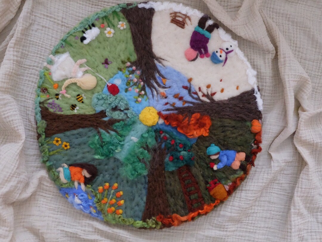 4 Season Stained Glass, Wool Hanging, Waldorf Art, Season Table, Nature ...