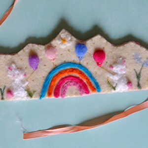 Rainbow Themed Birthday Crown, Rabbit Crown , Waldorf Needle Felting ...