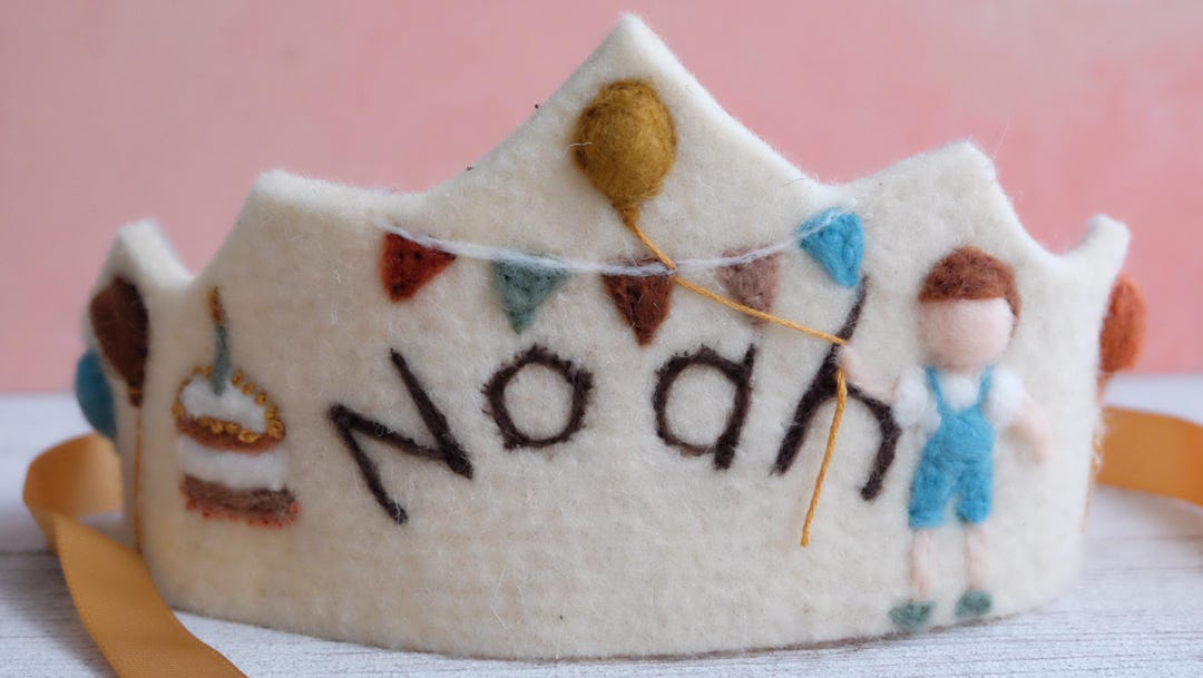 Personalize Name Birthday Crown, Pastel Soft Party Hat - Etsy