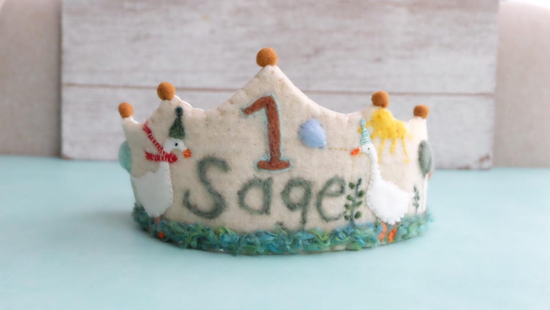 Personalized Goose-themed Felt Birthday Crown, Custom Name & Age Party ...