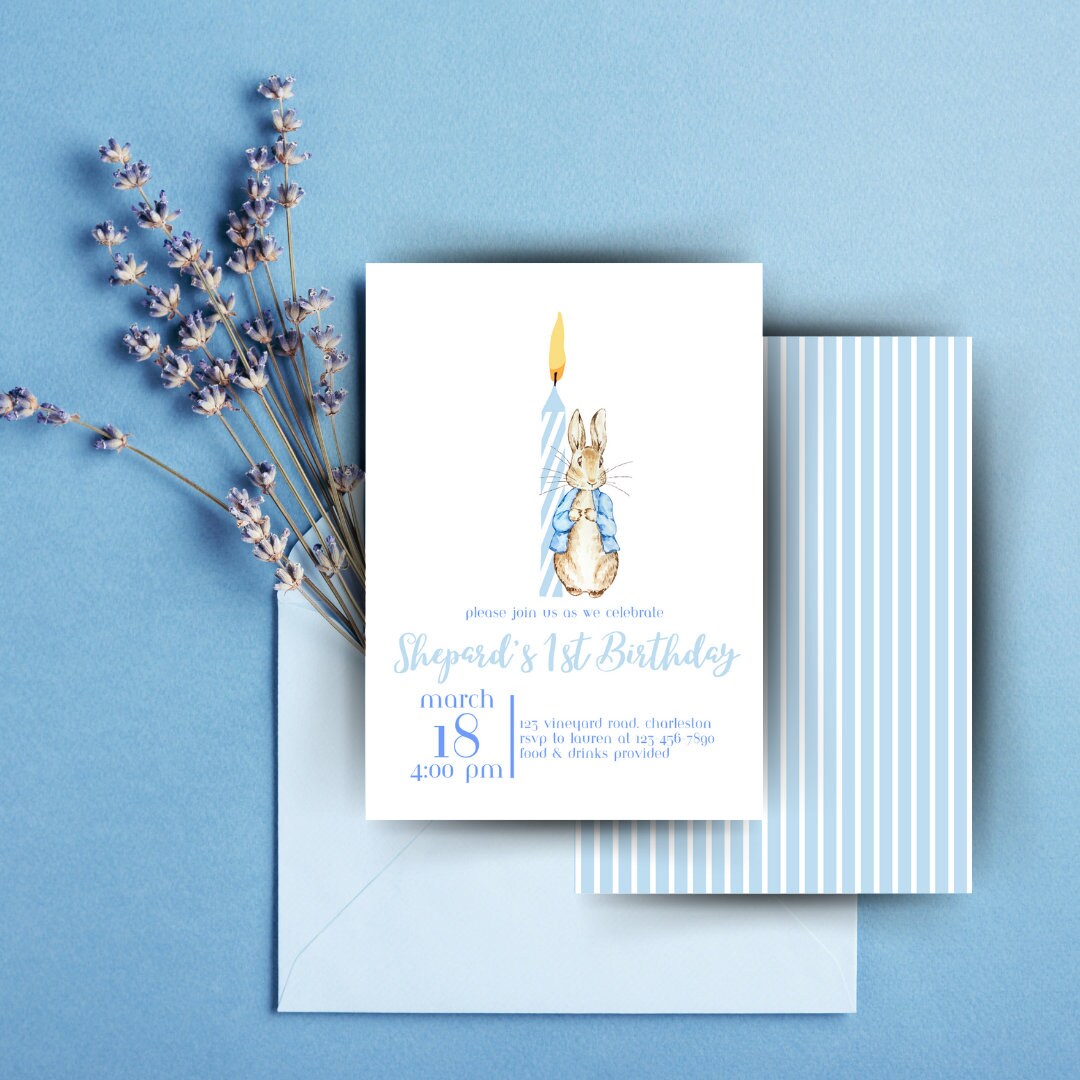 Peter Rabbit 1st Birthday Invitation Template, Peter Rabbit First ...