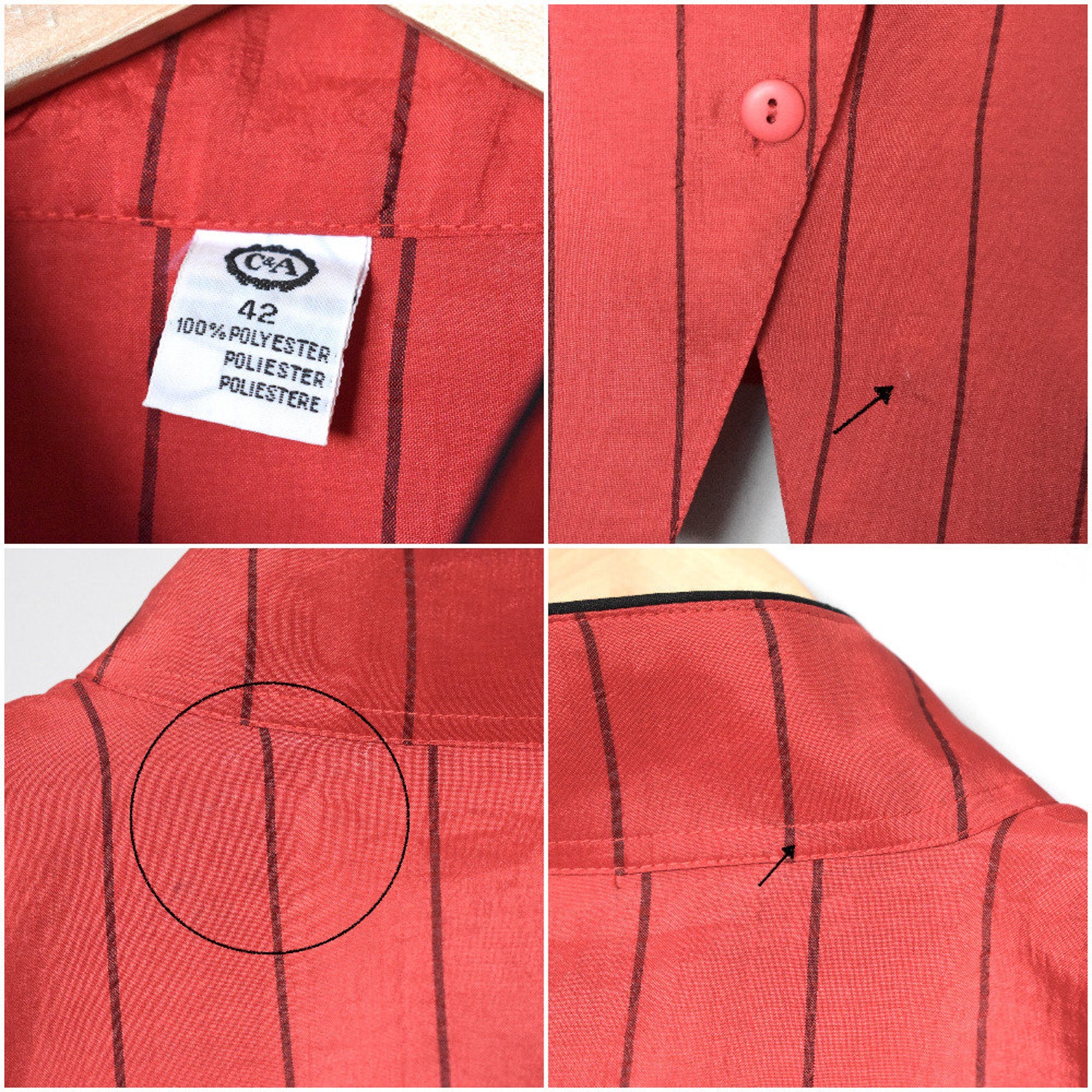 Vintage 80's Red Striped Shirt/ Asymmetric-front Top/ - Etsy
