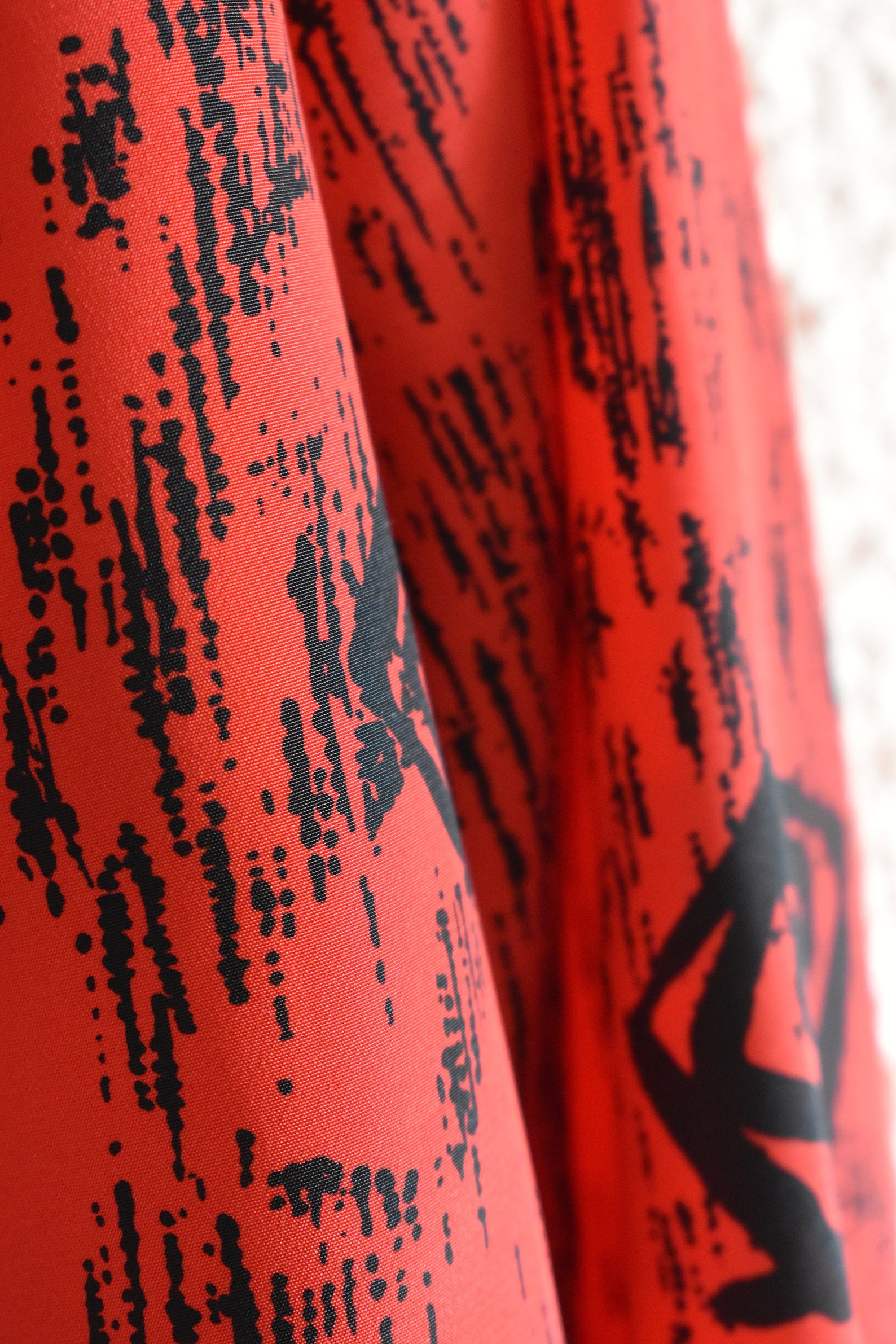 Vintage 90's Red Print Shirt/ Collarless Button-up/ - Etsy