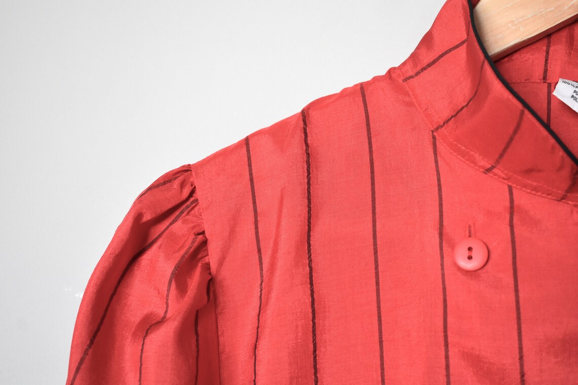 Vintage 80's Red Striped Shirt/ Asymmetric-front Top/ - Etsy