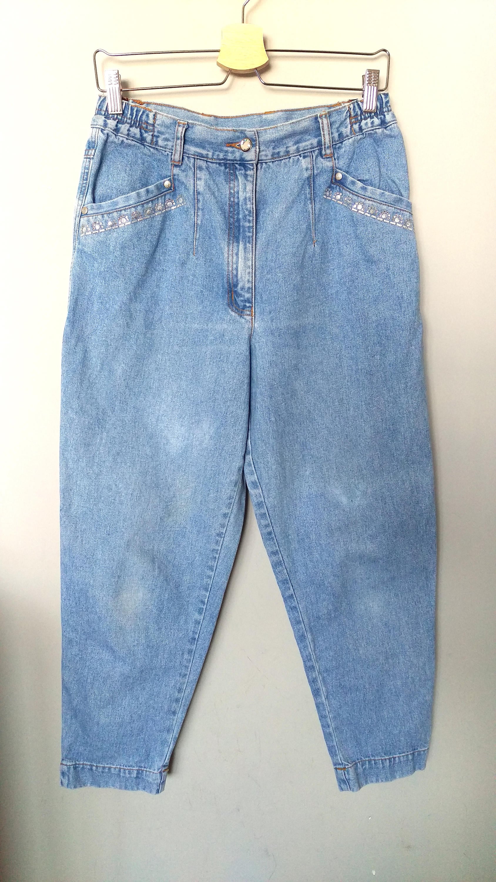 Vintage 80's High-waisted Blue Mom Jeans/ Vintage Light Wash Blue Denim ...