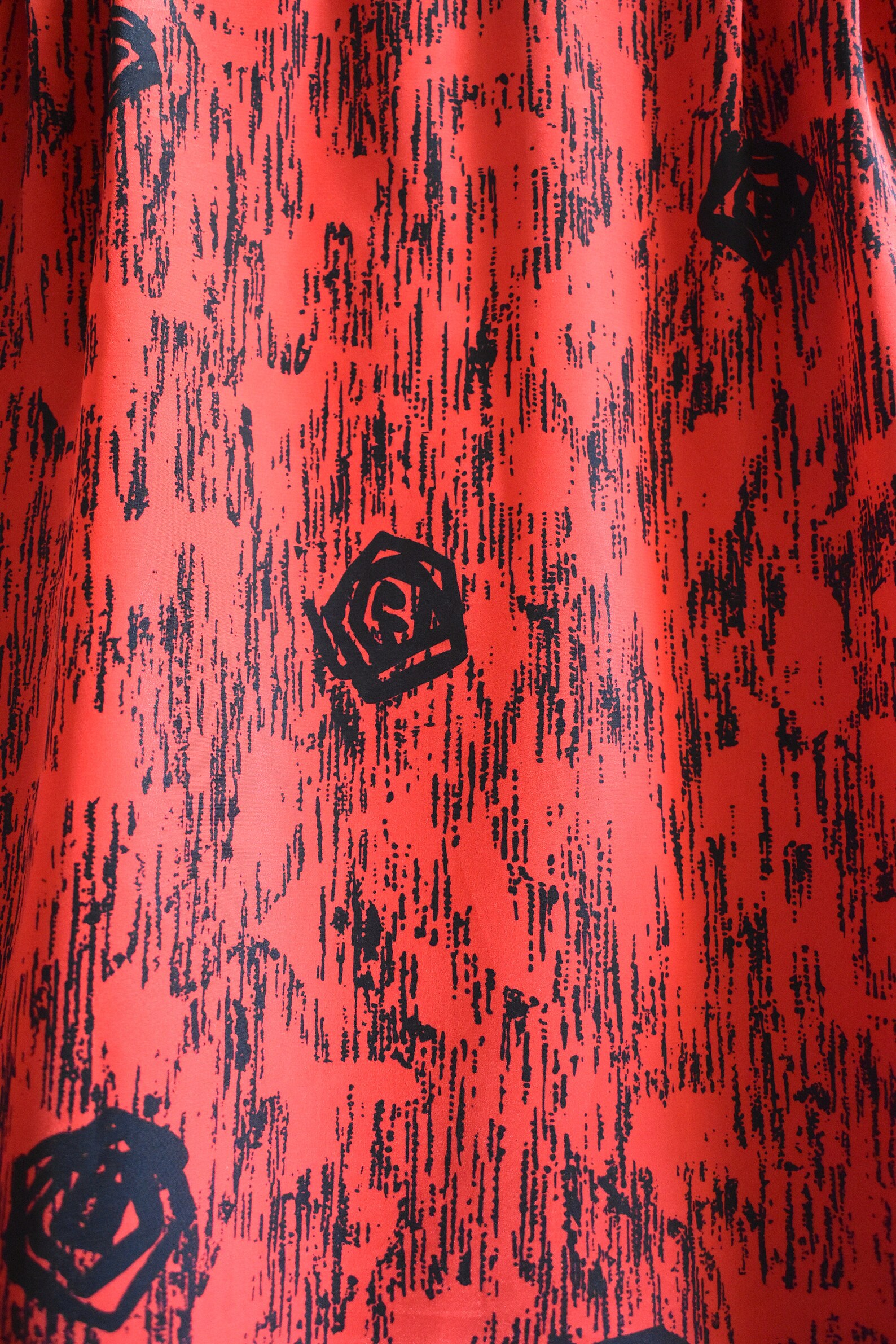 Vintage 90's Red Print Shirt/ Collarless Button-up/ - Etsy