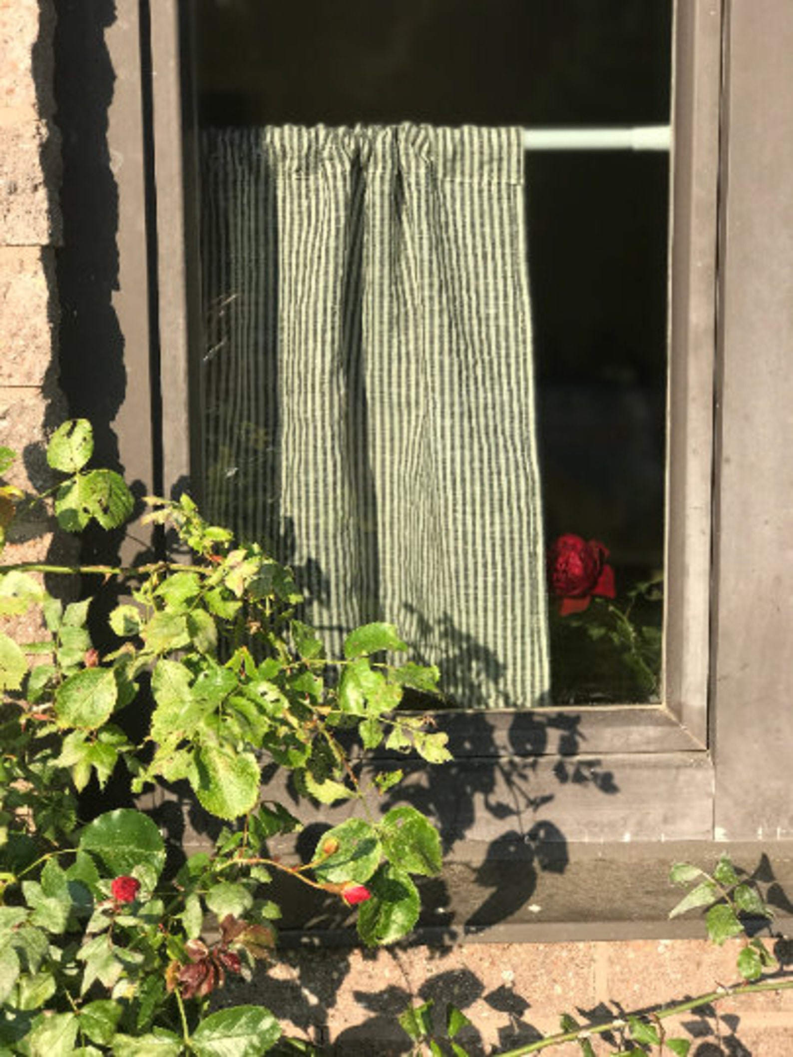 Striped Linen Cafe Curtain CLARA / French Cafe Style Curtain/ - Etsy