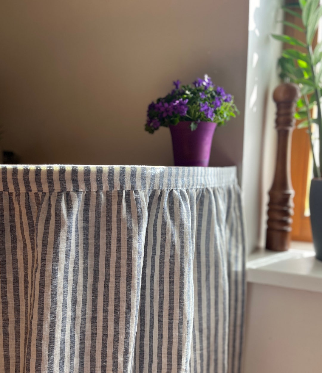 Vanity Cover Velcro Fastening, Sink Skirt, Linen Cafe Curtain, MAGGIE ...