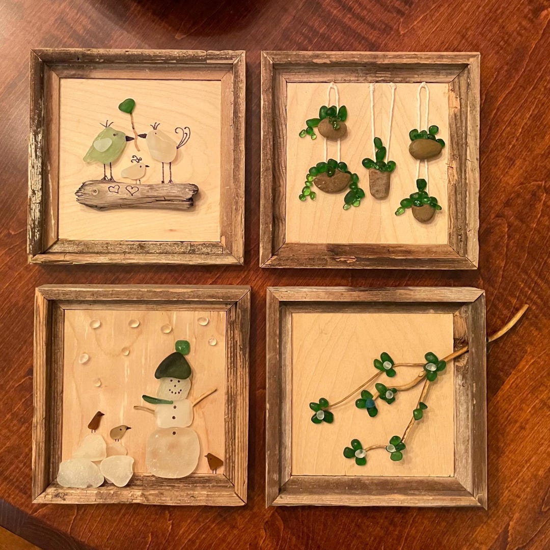 Handcrafted Sea Glass and Pebble Art | Coastal Unique Scene | Beach ...